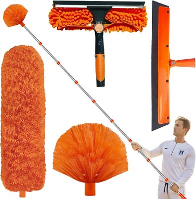 20+ Ft High Reach Duster Kit: 3-14 Ft Pole, Window Washer, Squeegee ...