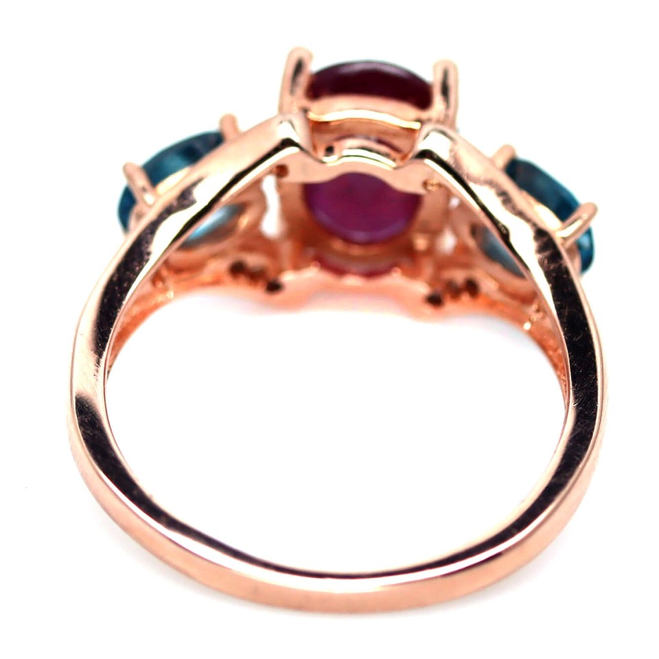 Heated 7 x 9 MM. Red Ruby, Topaz & Cubic Zirconia Jewelry Ring 925 ...