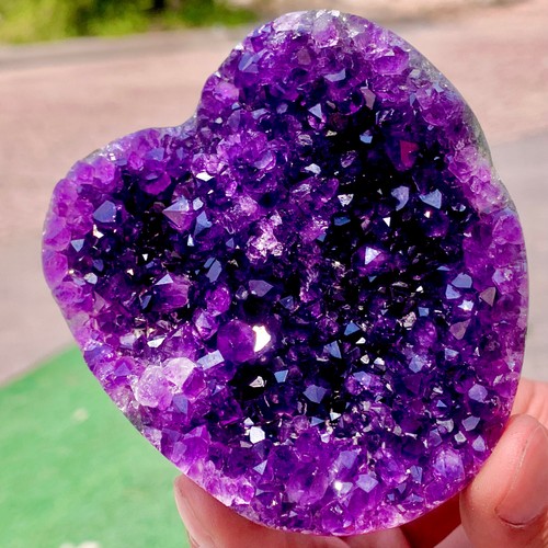 300GNatural Amethyst heart-shaped quartz cluster crystal specimen ...