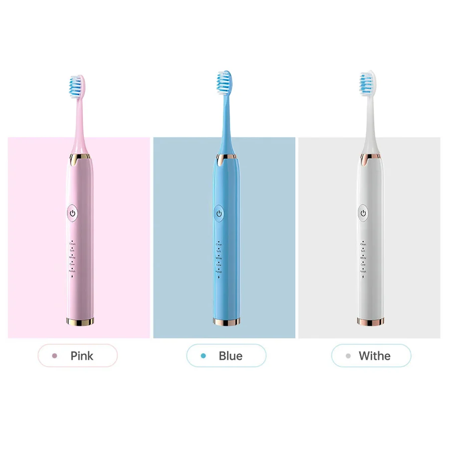 Sonic Electric Toothbrushes 5 Modes USB Rechargeable 3 Brush Heads Blue ...