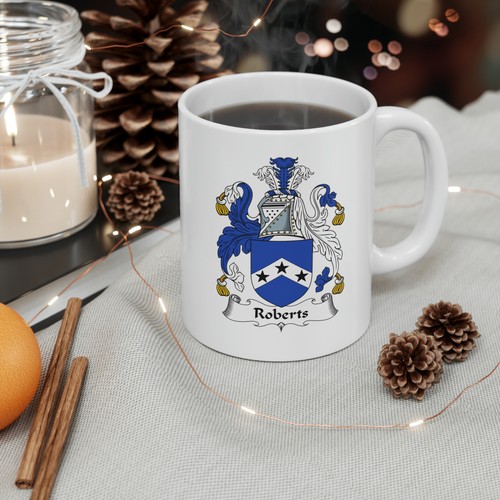 Roberts Family Crest/Coat of Arms Coffee Mug - Great Gift or Present ...