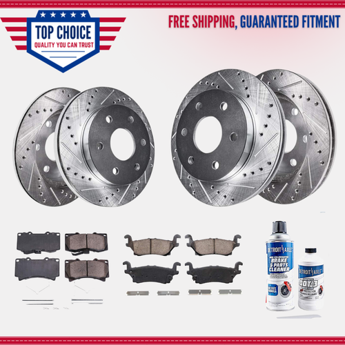 Front Rear DRILLED SLOTTED Rotors and Brake Pads for 2006-2010 Hummer ...