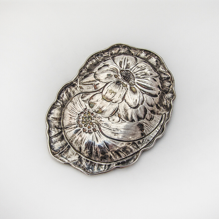 Ornate Pin Tray Art Nouveau Floral Design Sterling Silver 1900 | eBay