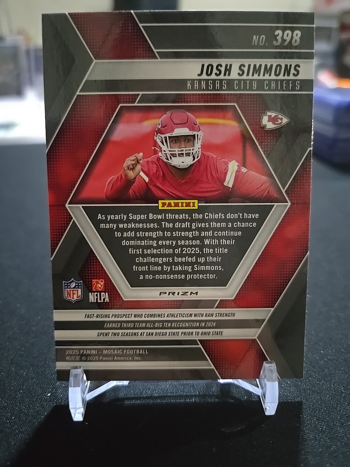 2025 Mosaic Josh Simmons RC Genesis Kansas City Chiefs Case Hit | eBay