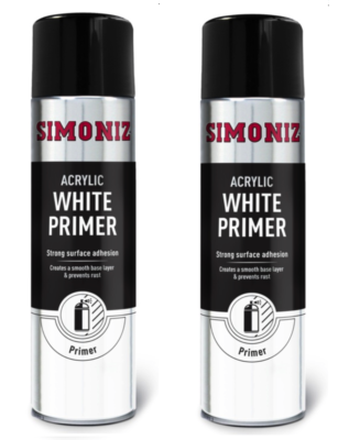 2 x Simoniz Spray Automotive Paint Aerosol Large 500ml - WHITE PRIMER ...