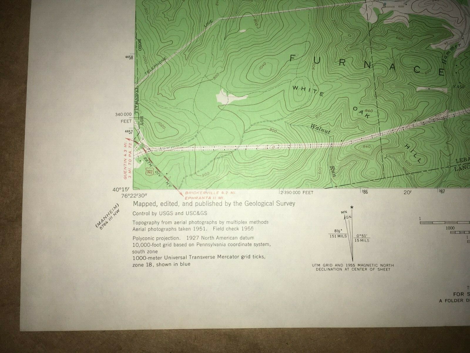 Richland Pa. Lebanon Co USGS Topographical Geological Survey Quadrangle Map | eBay