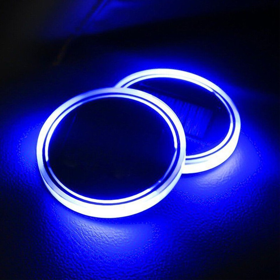 2pcs LED Solar Cup Pad Car Light Cover Interior Decoration Car Light ...