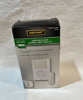 Defiant Plug-In Wireless Doorbell Kit with LED Night Light and Wireless ...