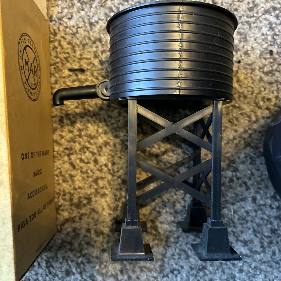 Marx Train Original 065 Black Plastic Water Tower w/Box Approx 8" Tall ...