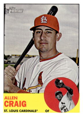 2012 Topps Heritage Allen Craig #357 St. Louis Cardinals Baseball Card ...
