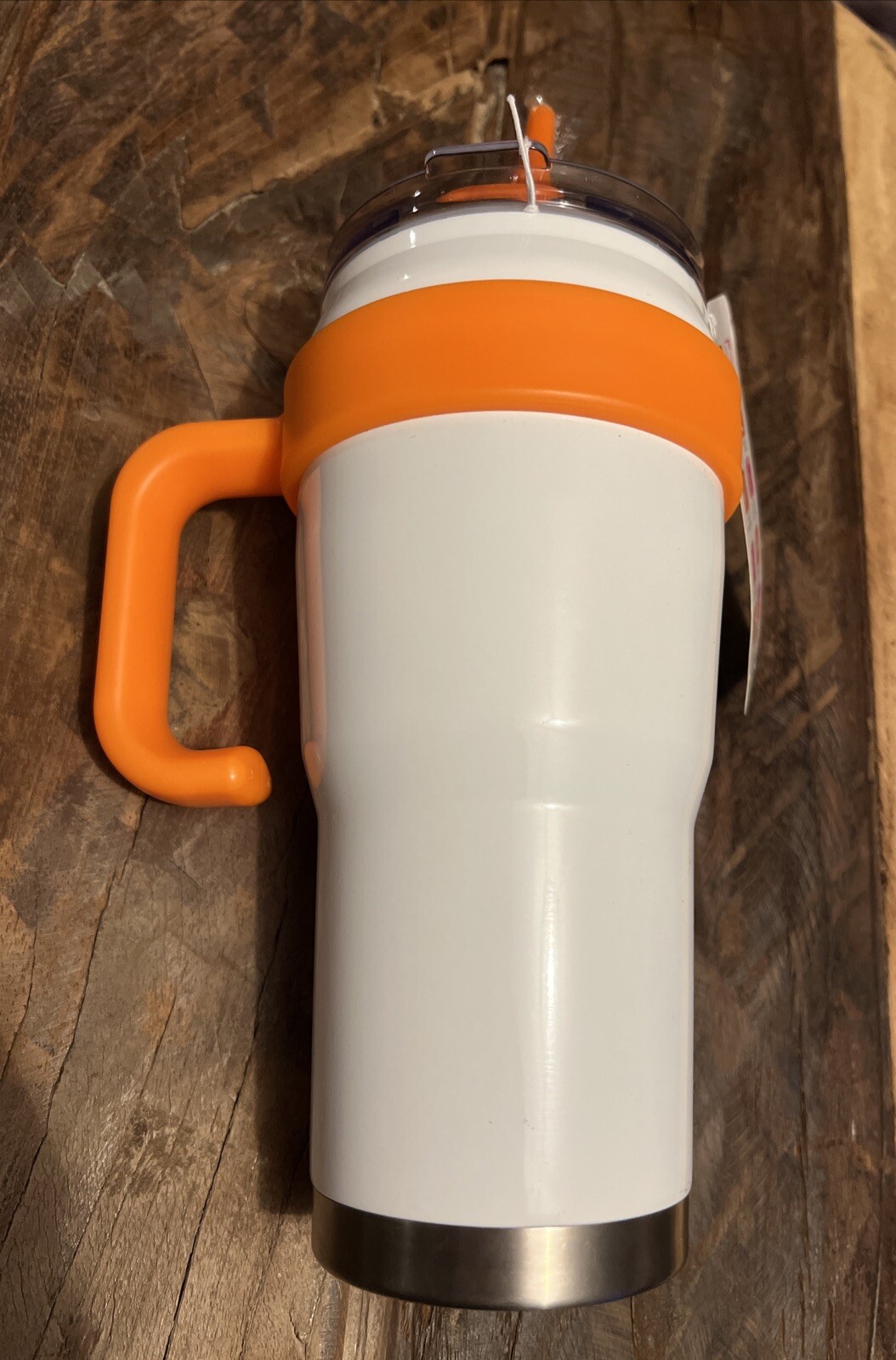 DUNKIN DONUTS 24 Oz Stainless Steel Travel Tumbler Mug HANDLE WHITE ...