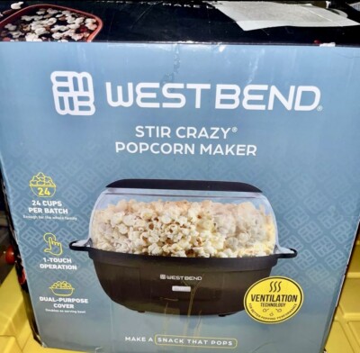 West Bend Stir Crazy 6 Quart Electric Popcorn Maker Corn Popper 82306 ...