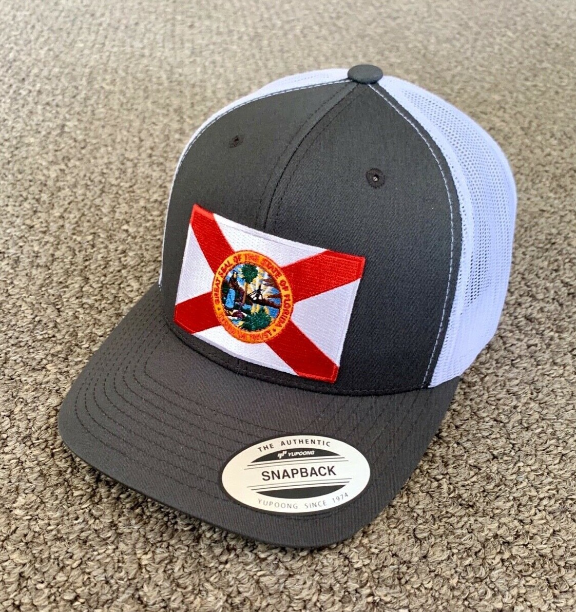 State of FLORIDA Flag Hat SnapBack Trucker Mesh Cap Handcrafted in ...