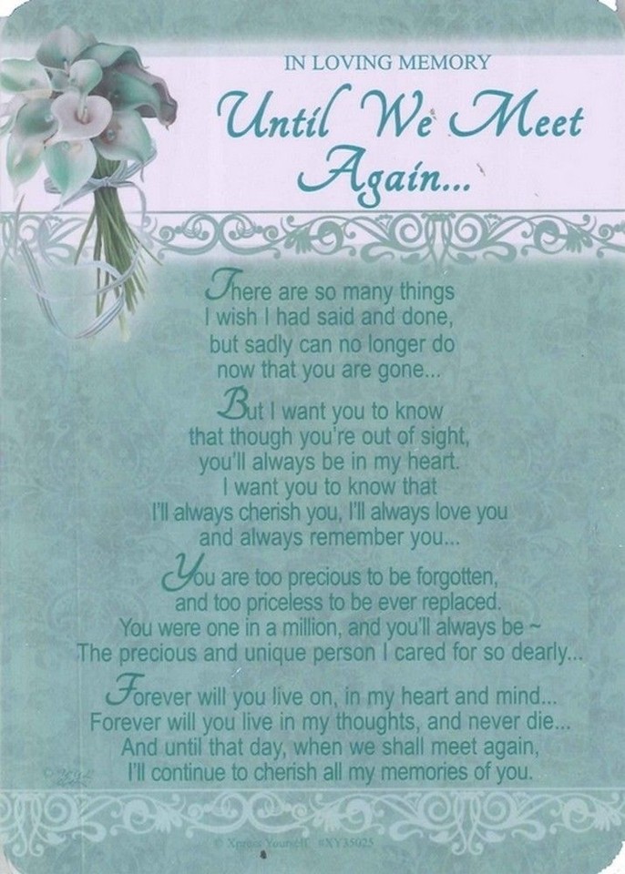 GRAVE MEMORIAL CARD Graveside Funeral Loving Memory Verse Remembrance ...