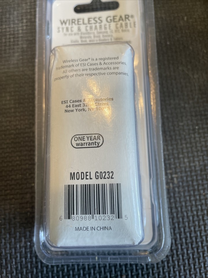 WIRELESS GEAR SYNC & CHARGE 10' CABLE Fabric USB Model G0232 | eBay