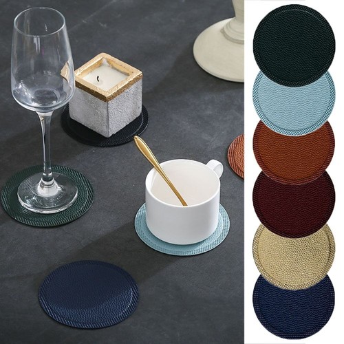 Round Coasters PU Leather Cup Mat High-quality Placemat | eBay Australia