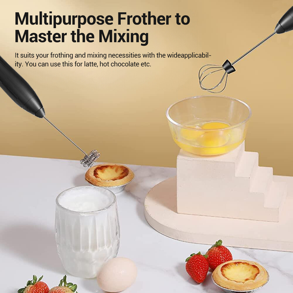Rechargeable Electric Milk Coffee Frother Whisk Egg Beater Handheld ...