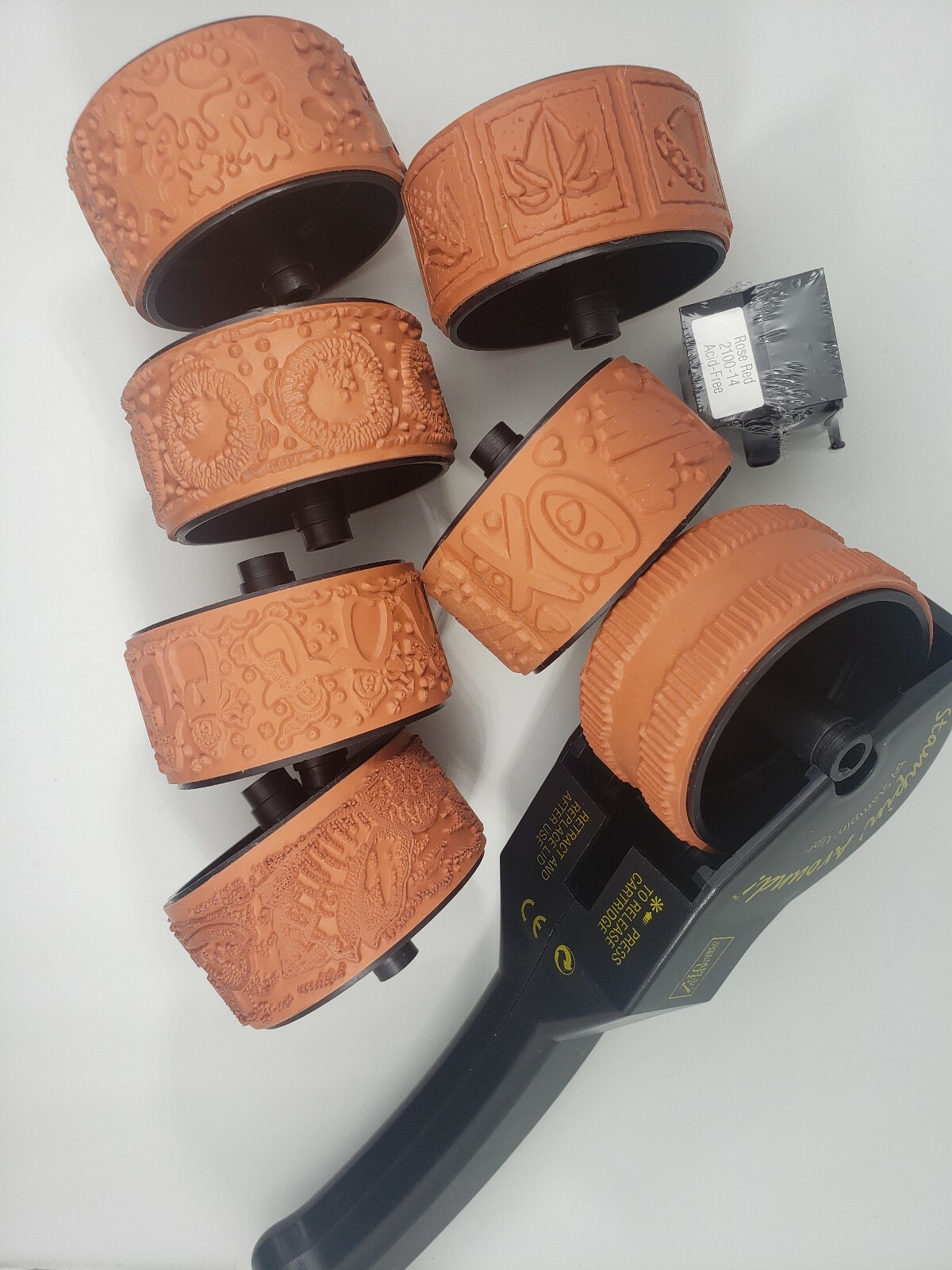 Stampin' Up Self-inking Handle 7 Stamp Wheels Red Ink | eBay