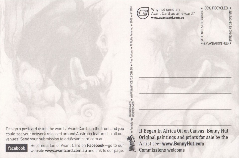 V13191 Australia Avant Card #13191 Africa Elephant Bonny Hut Art ...