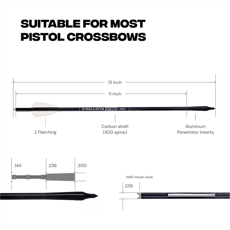 BALLISTA BAT Reverse Pistol Crossbow w/Red Dot Sight & 6 Hunting Sting ...