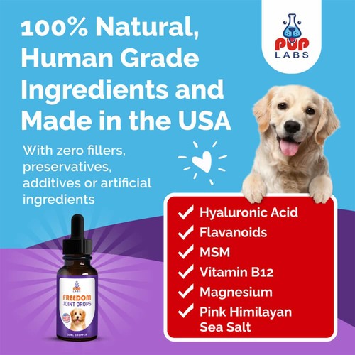 Freedom Joint Drops - Dog Joint Support Supplement with Human-Grade ...