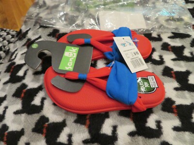 NWT Girls Red & Blue Sanuk Yoga Sling Burst Duo Flip Flops, Size 4 / 5 ...