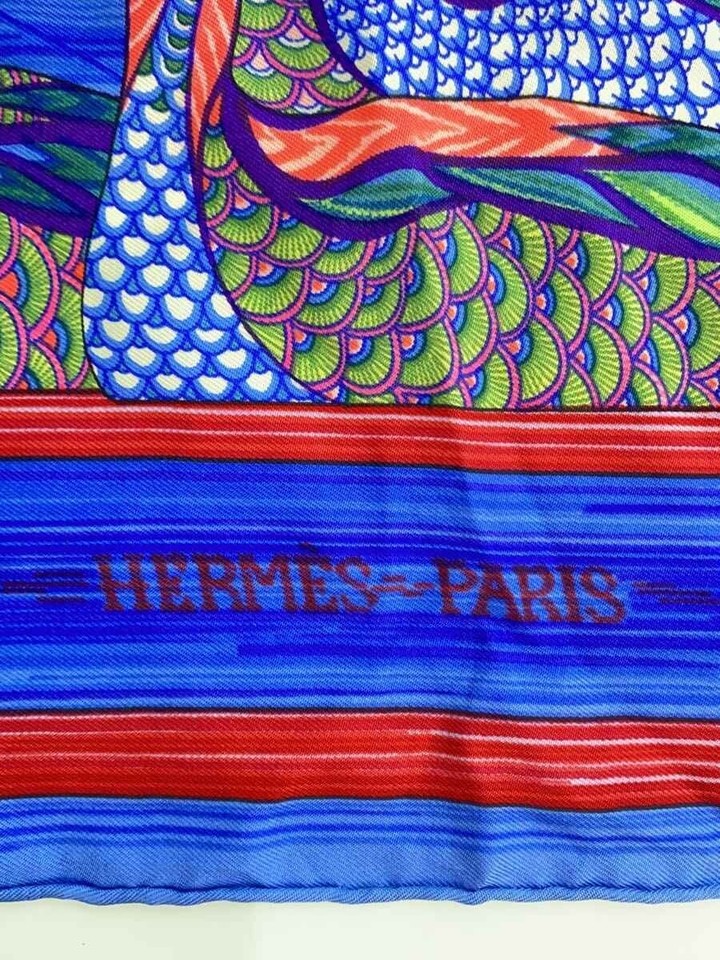 HERMES Scarf Silk BLU All-over Pattern Women's | eBay