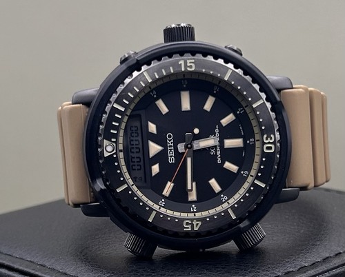 Seiko Men’s Prospex Arnie Diver Sandy Beige Strap Solar 48mm Watch H851 ...