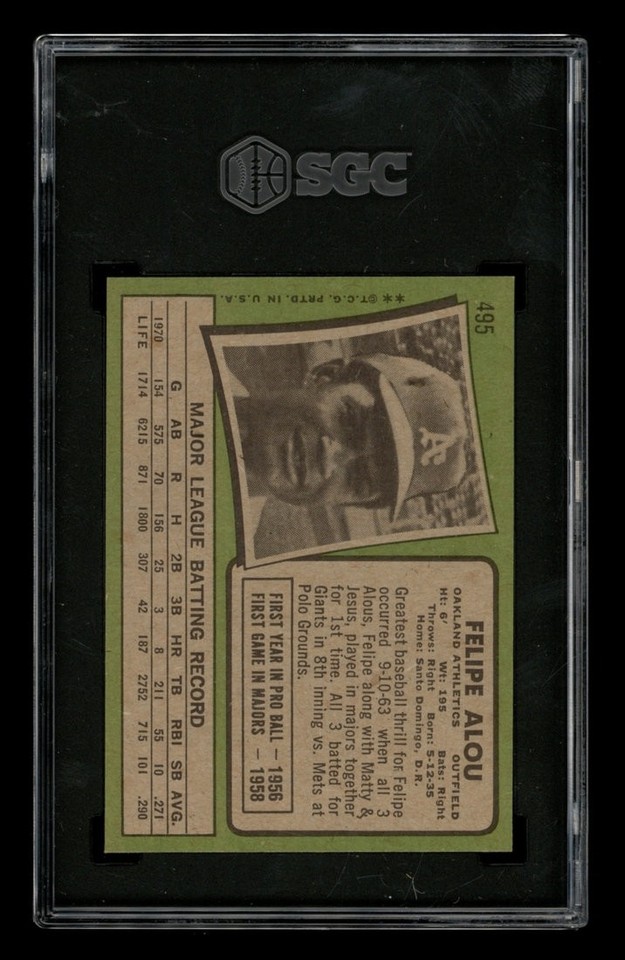 1971 Topps Set-Break #495 Felipe Alou SGC 8.5 NM MT+ | eBay