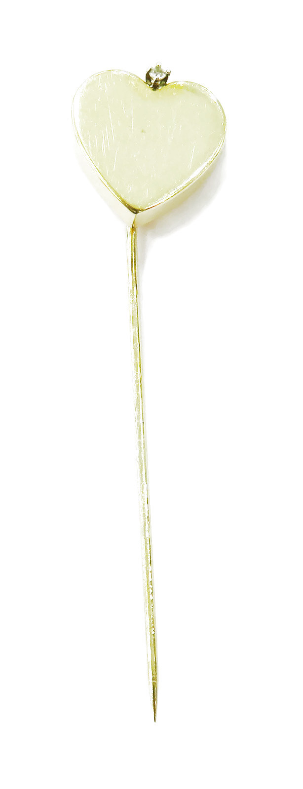 14k Yellow Gold Diamond Heart Shape Stick Pin ~ 1.4g - Gem