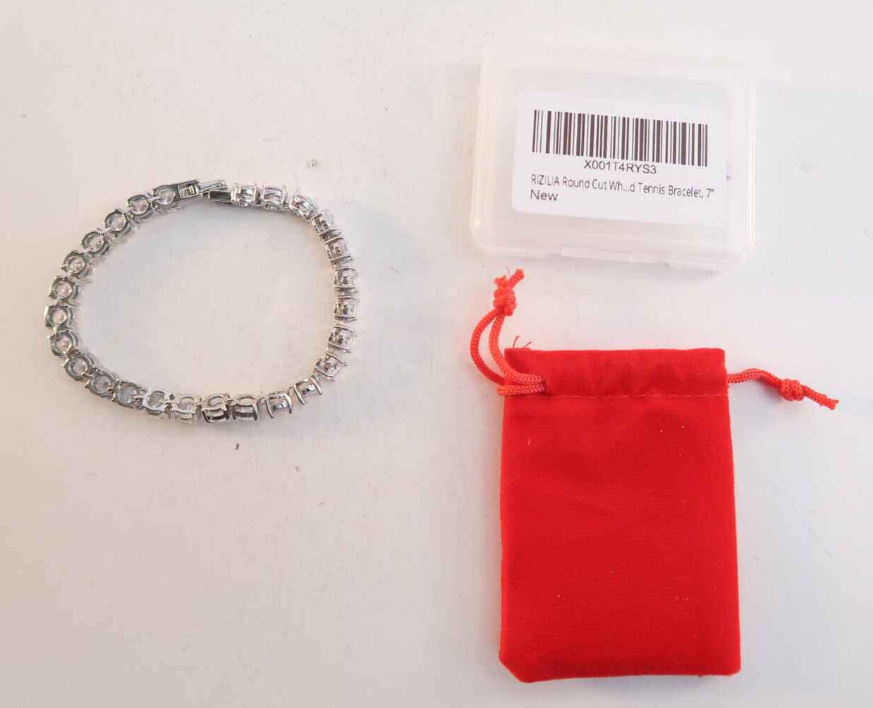 Rizilia Round Cut Tennis Women's Bracelet Jewelry 7" with Red Bag | eBay