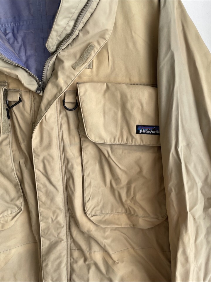 VINTAGE PATAGONIA SST DEEP WADING FLY FISHING JACKET MENS BEIGE OUTDOOR ...
