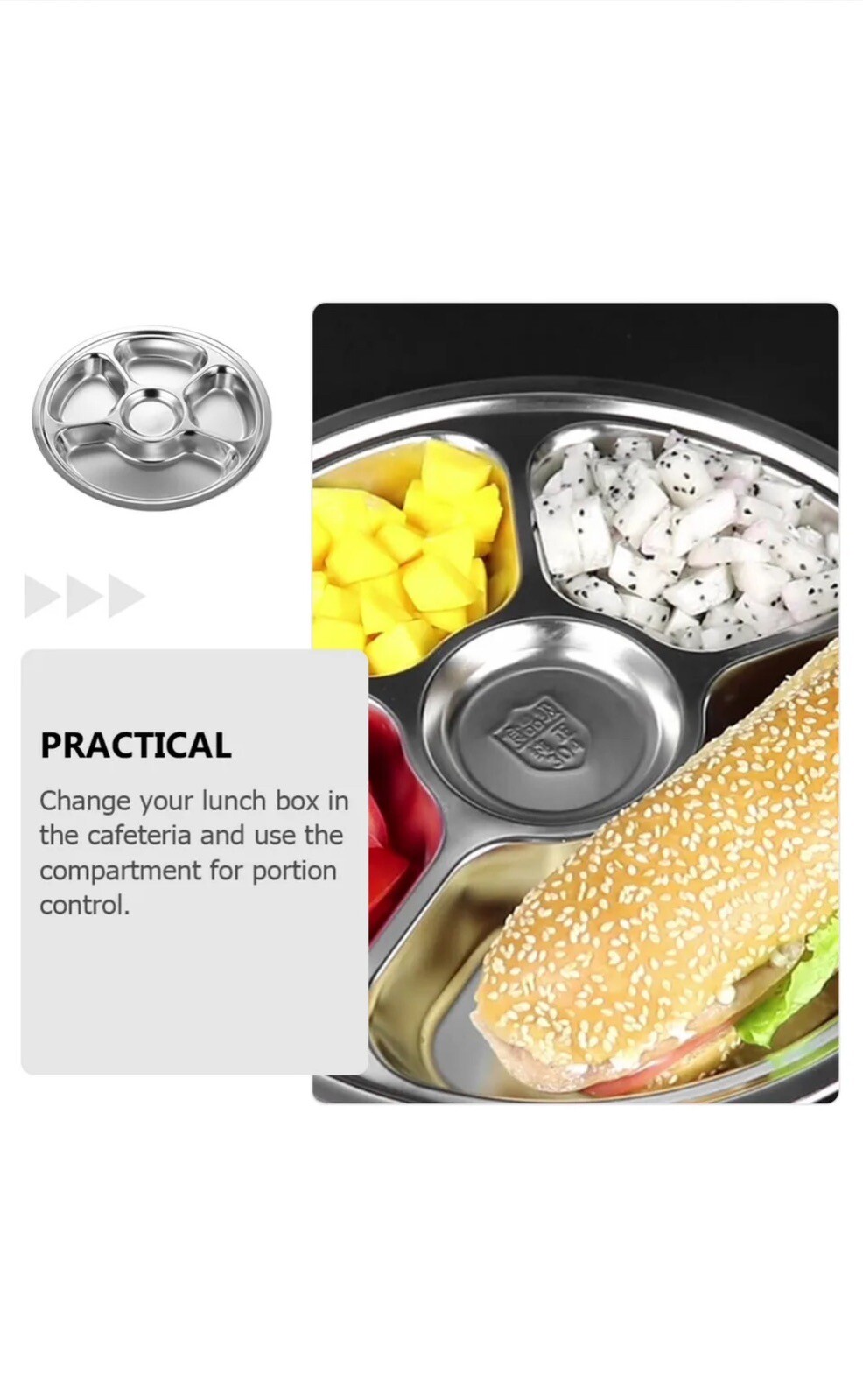 Food Plate Container Stainless Steel Grid Dinner Plates Containers With ...