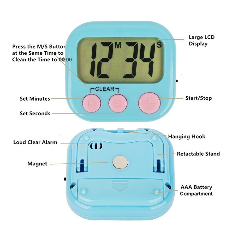 1/8 x Timer Study Work Exercise Training, Outdoor Extra loud sound with ...