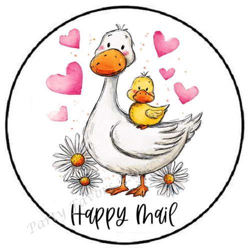 HAPPY MAIL DUCK WITH DUCKLING ENVELOPE SEALS LABELS STICKERS PARTY ...
