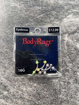 (5 MIX) NEW EYEBROWS BODY JELWERY GREEN/CLEAR EARNINGS, By BODY RAGE ...