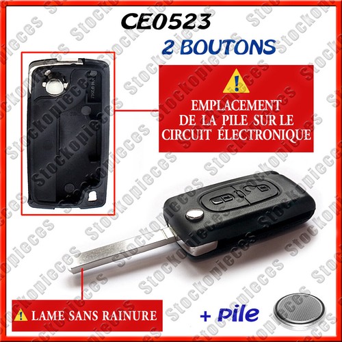 Plip Clef CE0523 2 Boutons compatible citroen C2/C3/C4/C5/Picasso lame ...