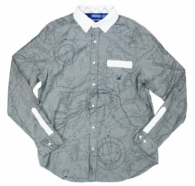 Nautica Blue Sail Sea Chart Long Sleeve Classic Fit Mens Button Down ...