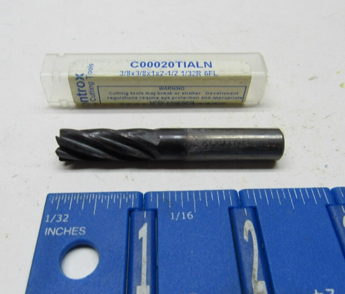 CONTROX 3/8" 6-FLUTE SINGLE END TIALN COATED 1/32 R SOLID CARBIDE END ...