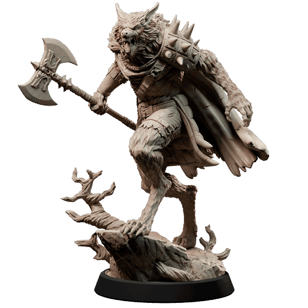 DnD Werewolf Axe Fighter Mini 32mm Scale TTRPG | eBay UK