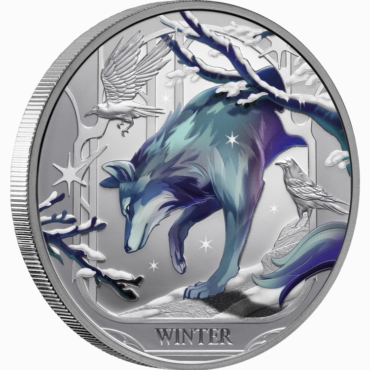 Niue 2025 Wild WINTER WOLF Four Seasons Raven Dire $1 1 Oz Pure Silver ...