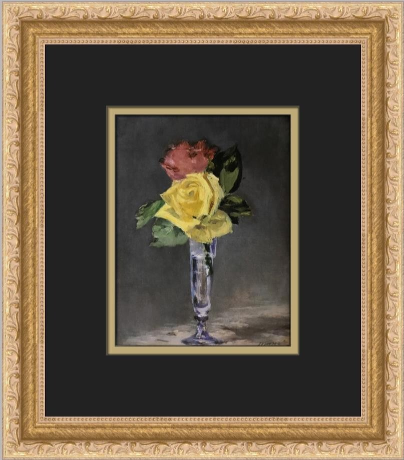 Claude Monet Roses in a Champagne Glass Custom Framed Print | eBay