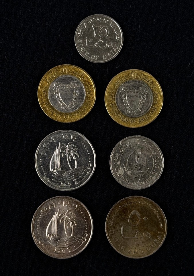 Qatar Dubai Bahrain Coin LOT Bahraini Qatari 50 100 FILS 25 50 DIRHAM ...