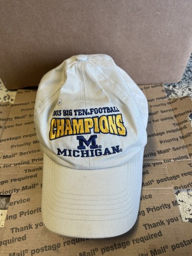 Michigan 2003 Big Ten Football Champs Khaki Baseball Hat Cap Adjustable ...