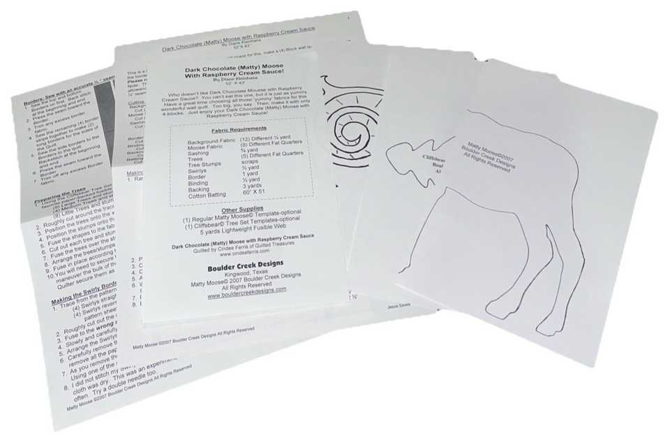 Boulder Creek Designs Dark Chocolate Matty Moose Pieced Quilt Pattern ...