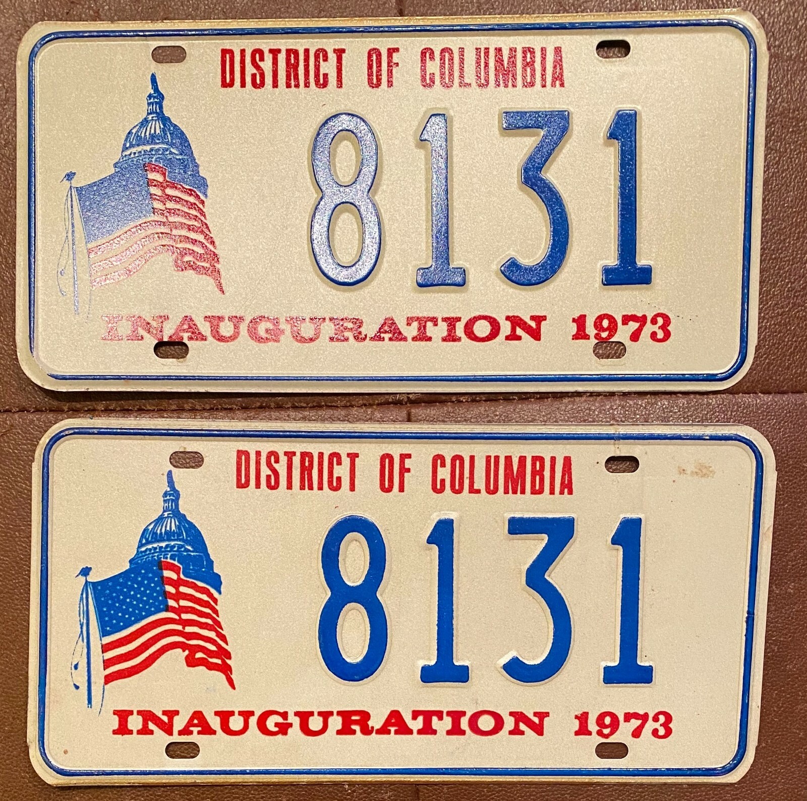 Washington DC 1973 INAUGURATION License Plate PAIR - HIGH QUALITY ...