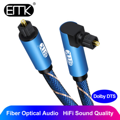 EMK Right Angle Optical Audio Cable SPDIF Digital Toslink 90° Degree ...