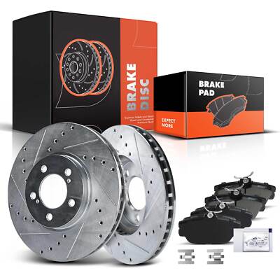 Front Drilled Brake Rotors & Brake Pads for Ford Taurus Lincoln Mercury ...