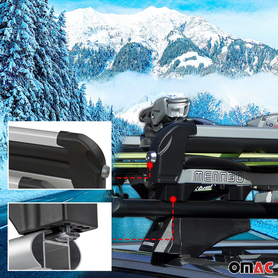 2 Pcs 19.2" Ski Rack Snowboard Carriers Top Holder Roof Rack Lockable ...