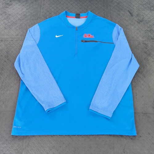 Nike Dri Fit Ole Miss Rebels Sweatshirt Powder Blue Pullover 1/4 Zip ...